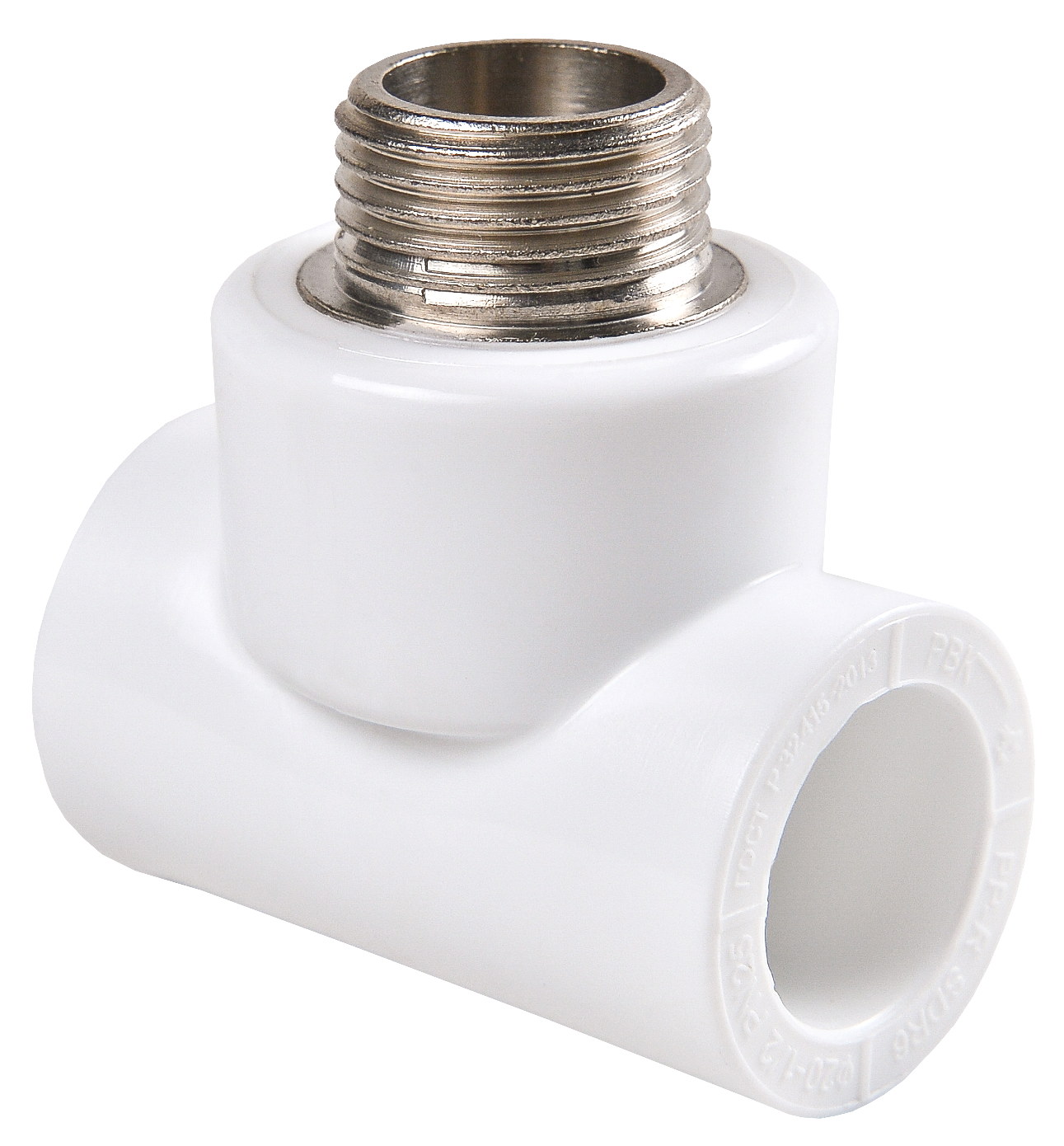 Тройник РВК комбинированный, для труб, с наружной резьбой, полипропиленовый, белый, диаметр 20мм / водоснабжение