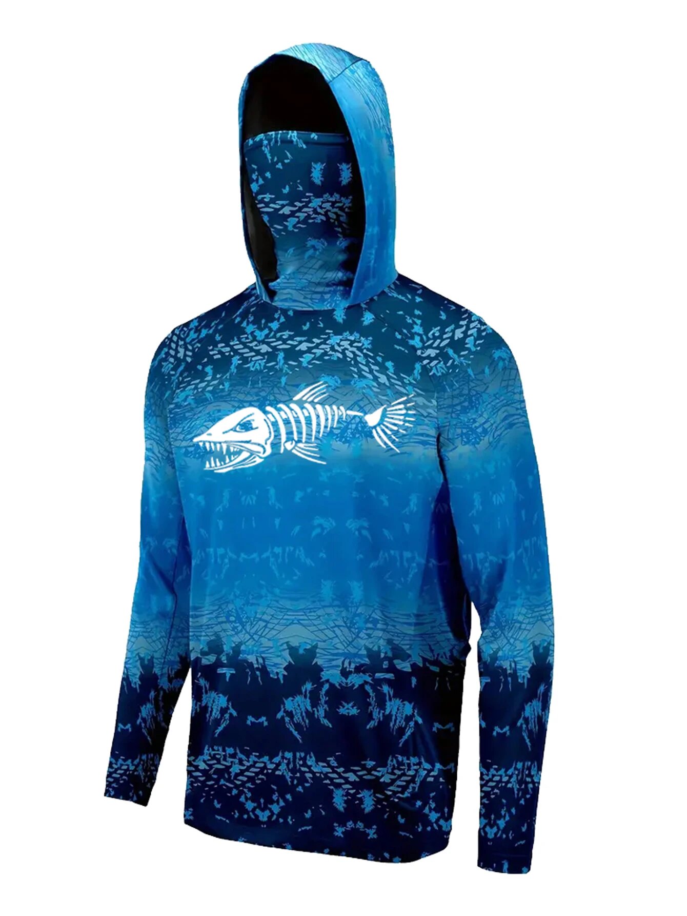 UPF 50+ одежда для рыбалки с капюшоном, мужская маска для лица, толстовка с капюшоном, солнцезащитная маска, дышащий трикотаж