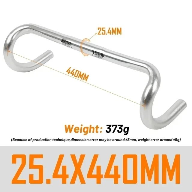 UNO Сверхлегкий руль для дорожного велосипеда, матовый черный/яркое серебро, CR21-SR 25.4x440