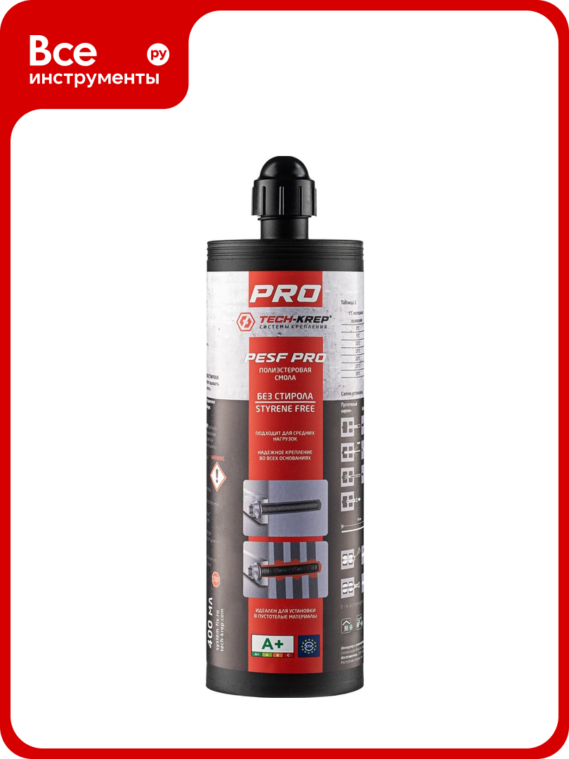 Химический анкер Tech-Krep PRO PESF PRO 400 мл + насадка 155888 двухкомпонентная формула