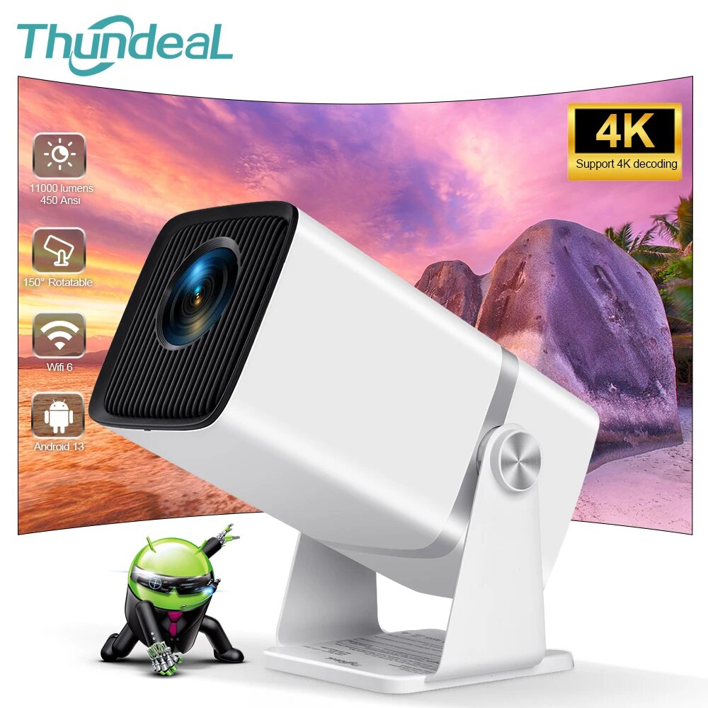 Мини HD-проектор ThundeaL TD80W PK HY320 HY300 Full HD 1080P 2K 4K Android 13, портативный светодиодный проектор с лучом, домашний кинотеатр, кинотеатр