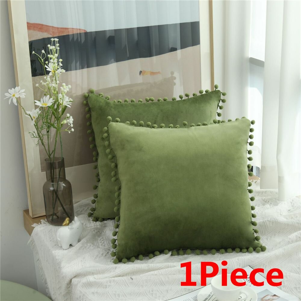 30x50 см 45x45 см однотонный мягкий бархатный шар с помпоном, чехол для подушки с кисточками, наволочка для дивана, домашний декор, поясничная наволочка, 1 шт.
