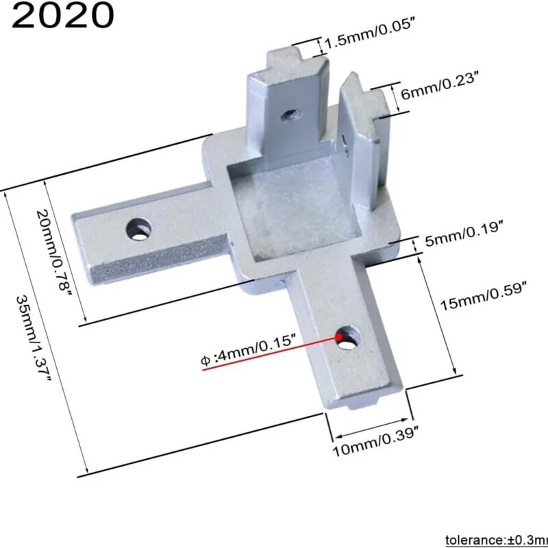 Комплект угловых кронштейнов Boeray для алюминиевого профиля 2020 3-way Sliver -4