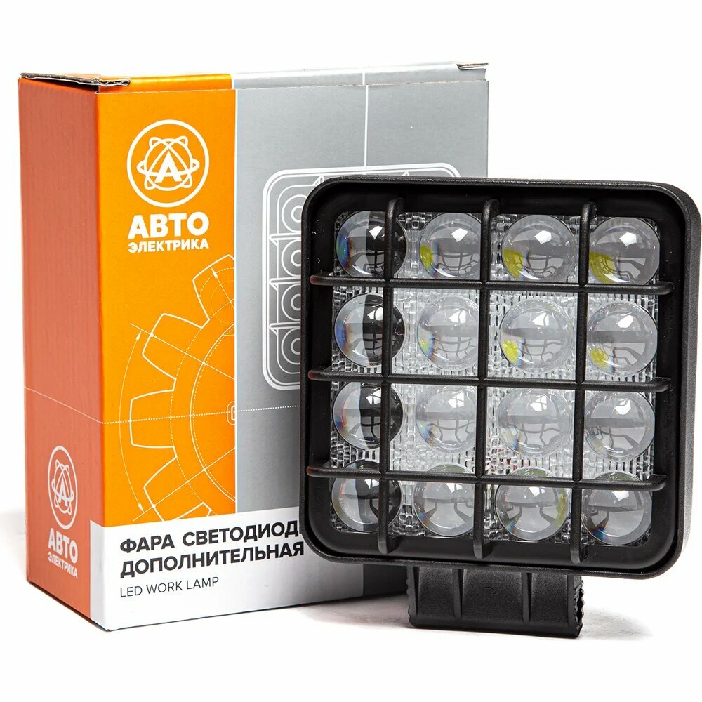 Фара рабочего света автоэлектрика LED квадр, 12/24В, 16 светодиодов/48Вт, направленный (дальний) свет 09.2239