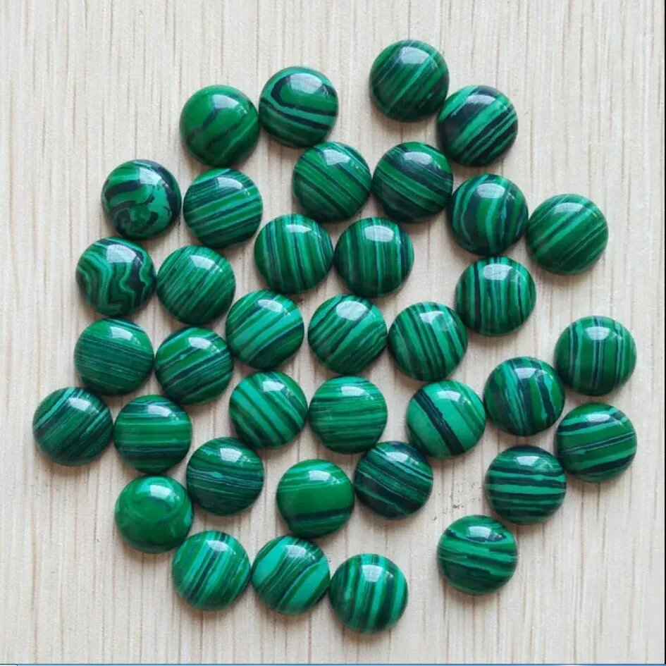 Бусины Malachite CABOCHON 10 мм, изумрудные, 50 шт