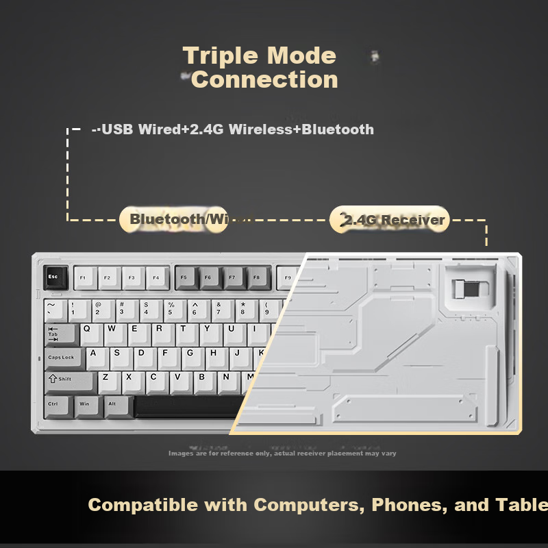 Ikbc Wireless Mechanical Keyboard Wired Bluetooth Three Modes RGB Customizable High Appearance Value Gaming E-sports Office Computer K99 Tri-spell 45g