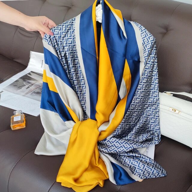 180*90 см Элитный бренд женские летние шелковые шарфы шаль женская накидка мягкая женская европейская дизайнерская пляжная бандана платок глушитель парео