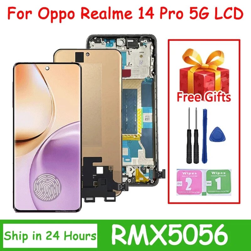 6,77 'AMOLED 120 Гц для Realme 14 Pro 14Pro 5G RMX5056 ЖК-дисплей с цифровым преобразователем сенсорного экрана в сборе Original NO Frame