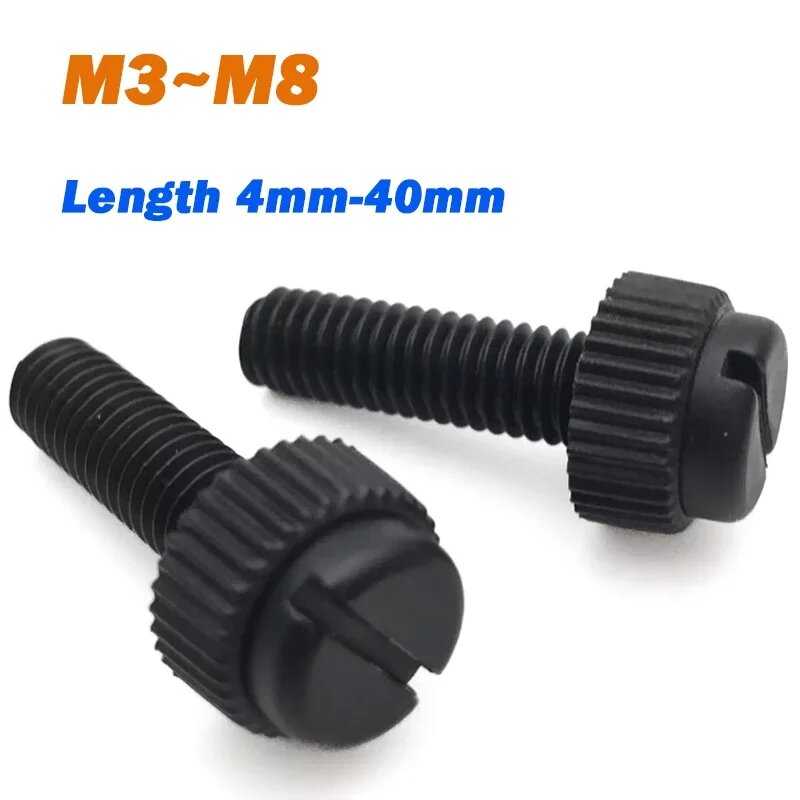 Черные пластиковые нейлоновые винты M3 M4 M5 M6 M8 4-40 мм M6x25-20Pcs
