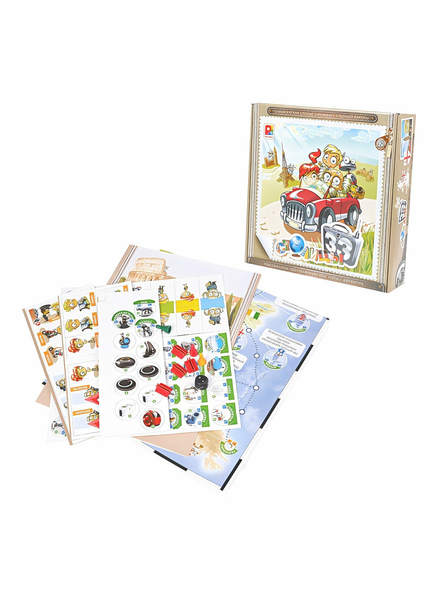 Обучающая настольная игра-ходилка "33 столицы" для всей семьи и компании, развивающая детская бродилка, игровой набор с кубиком, фишками и жетонами