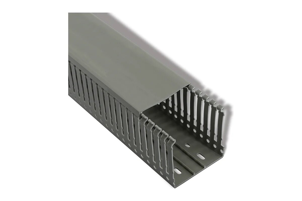 Кабель‑канал перфорированный самоклеящийся REXANT 6x6 серый (паз 5 мм, зуб 7 мм с отводом) длина 2 м