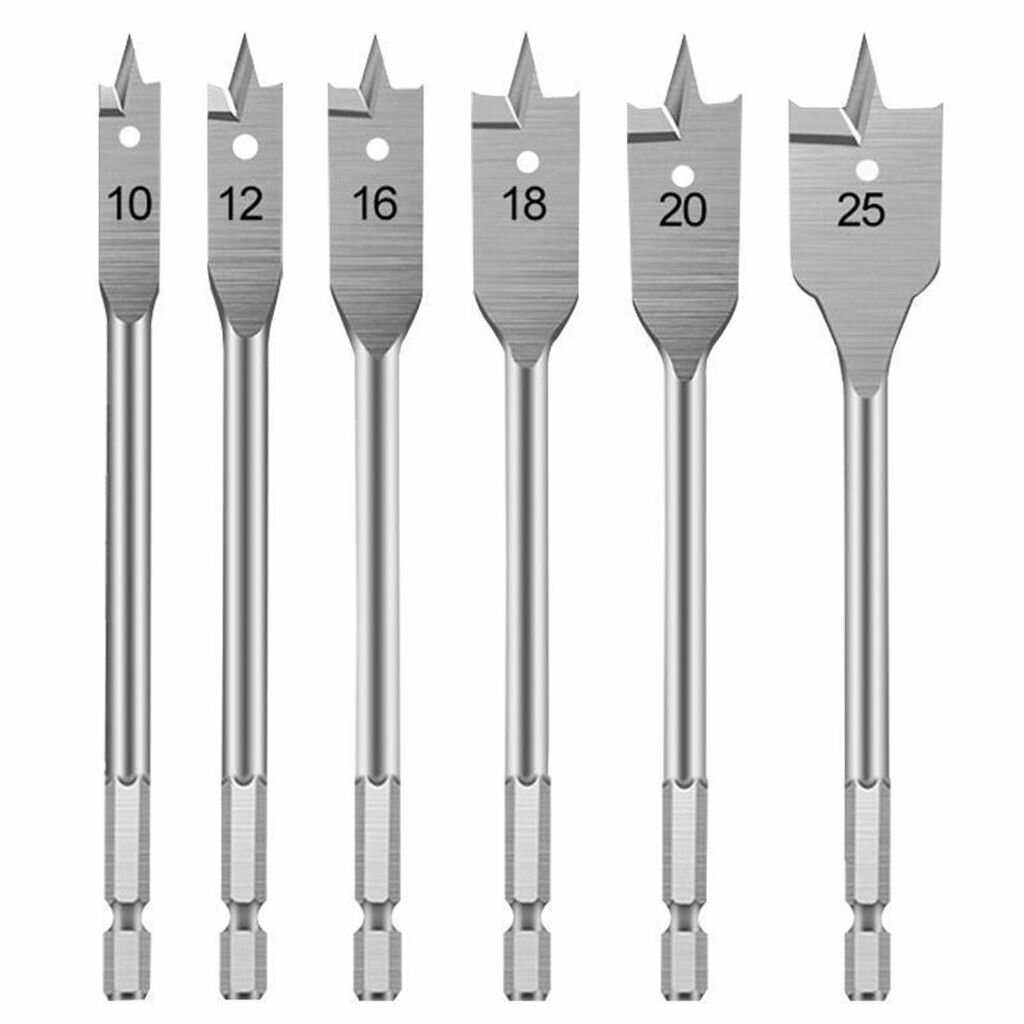 6 шт. Набор плоских сверл из углеродистой стали для дерева, - 6ШТ натурального цвета ha