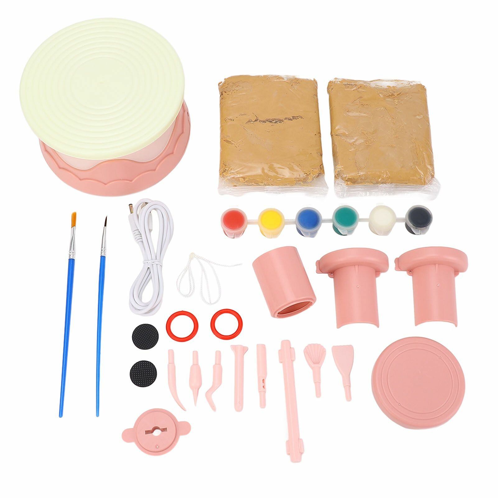 Гончарный круг для детей с инструментами и набором для раскрашивания, розовый