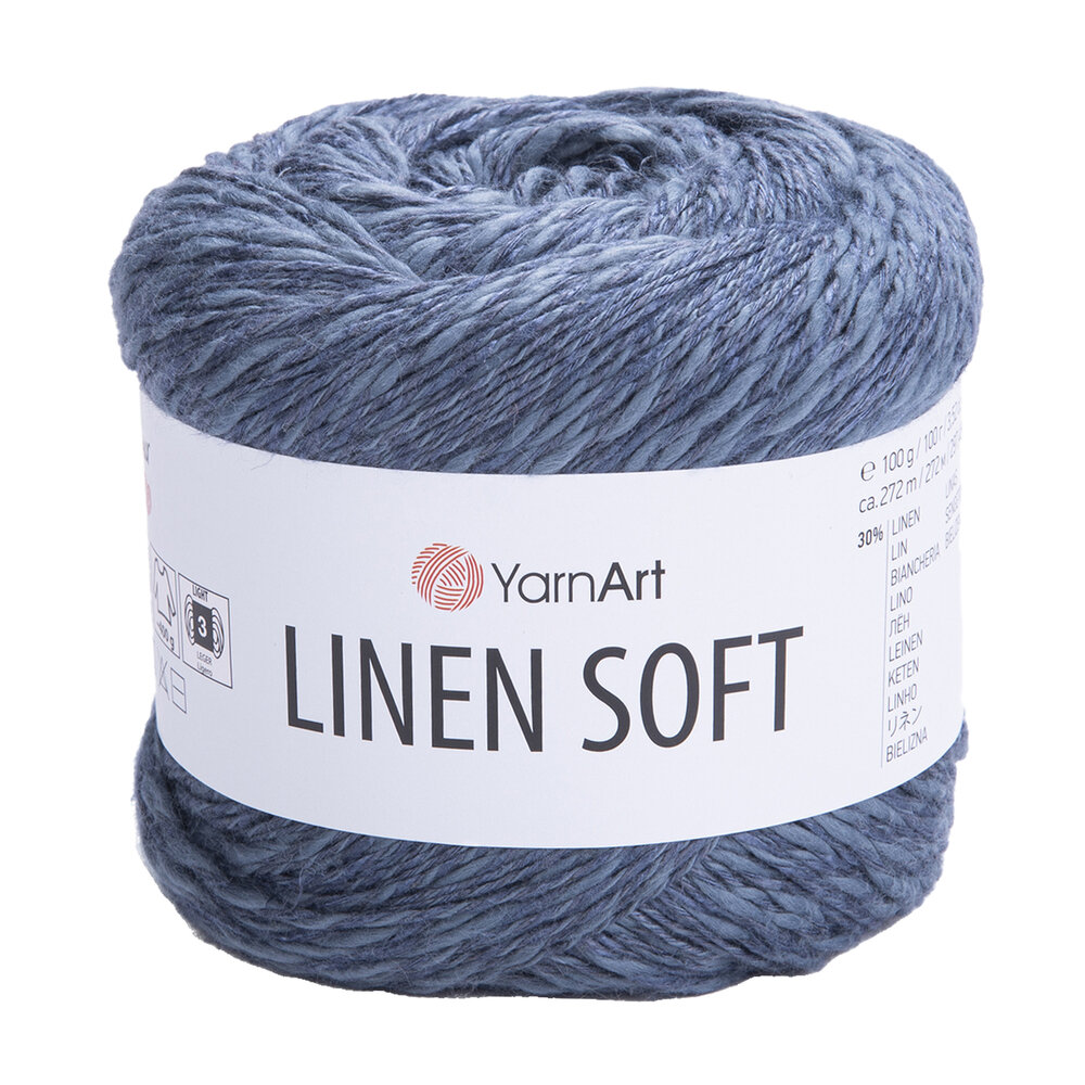 Пряжа для вязания YarnArt Linen soft 7316 джинсовый 100 гр/272 м 30% лён, 36% вискоза, 34% хлопок