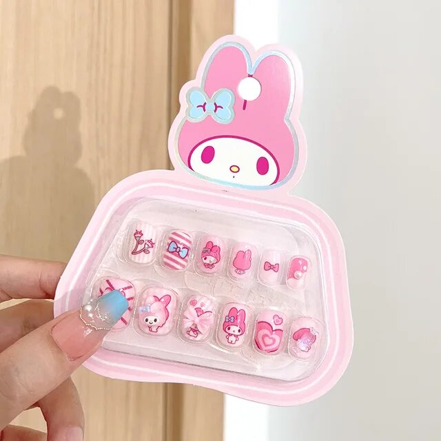Детская наклейка для ногтей с рисунком Sanrio Hello Kitty, милая детская самоклеящаяся наклейка для ногтей Cinnamoroll Kuromi, аксессуары, игрушка в подарок для девочек