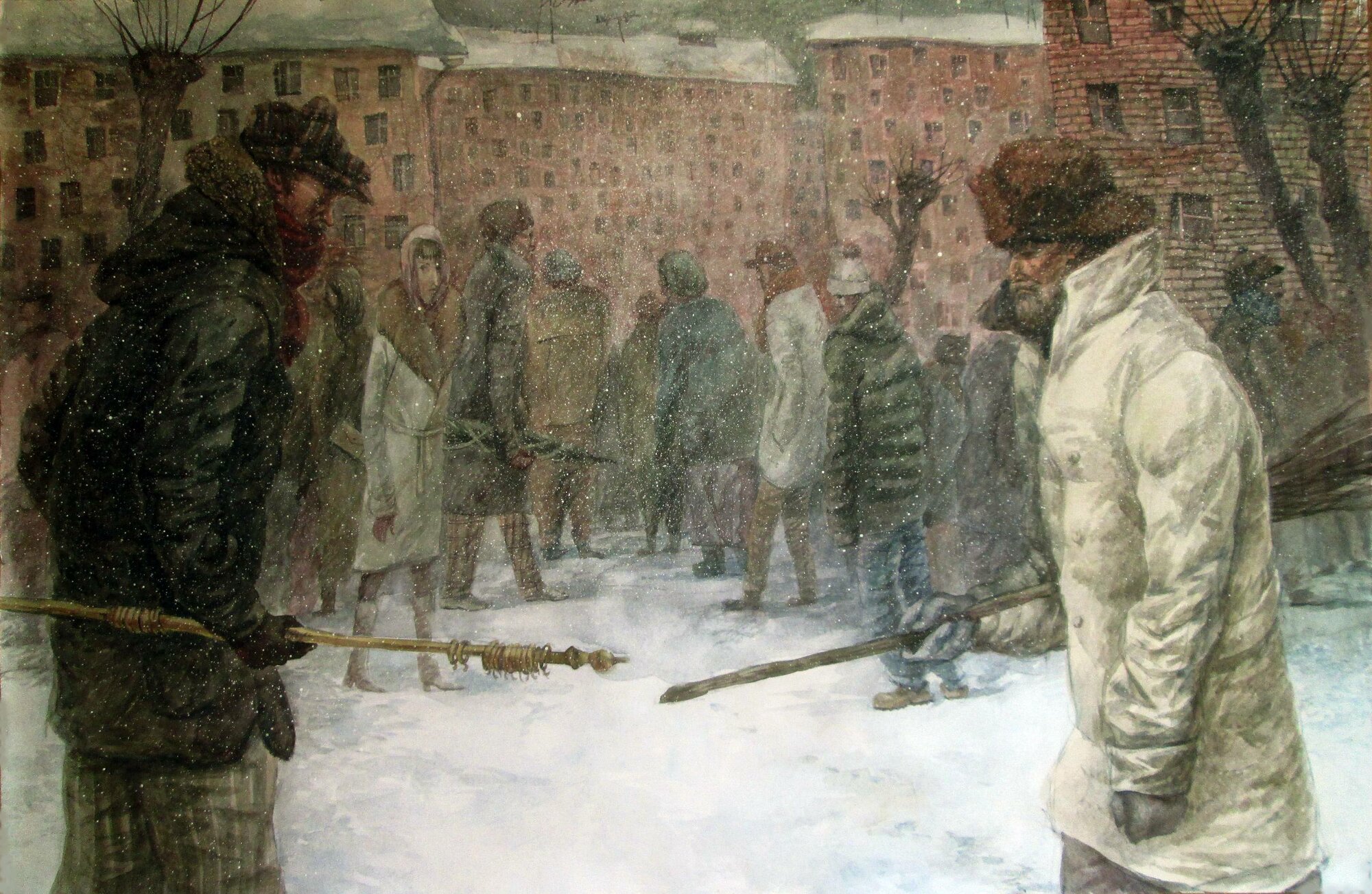 «Рыцари», Дмитрий Сергеевич Гусынин, городской пейзаж, 37x60 см