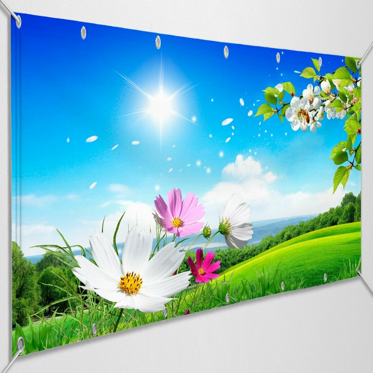 Баннер, растяжка "Весенний фон" для оформления / 3x1 м.