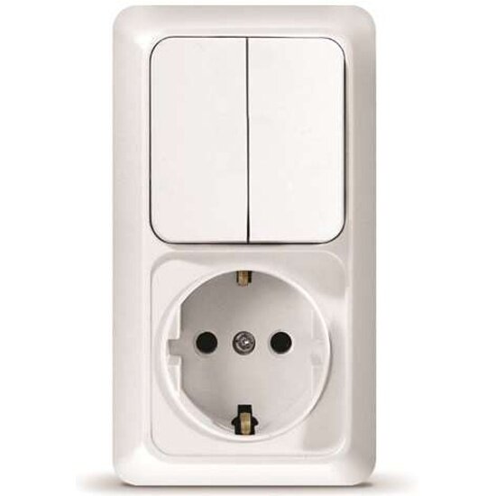 Блок Universal ОП Олимп 2-кл. вык.+ роз. с заземл. верт. бел, О0040