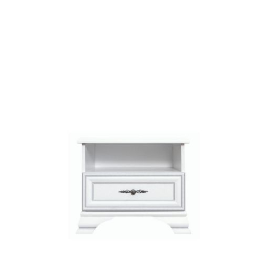 Тумба прикроватная прикроватная с одним ящиком БРВ-Мебель Кентаки KOM1S белая ш. 54,5 см, в. 47 см, г. 41 см