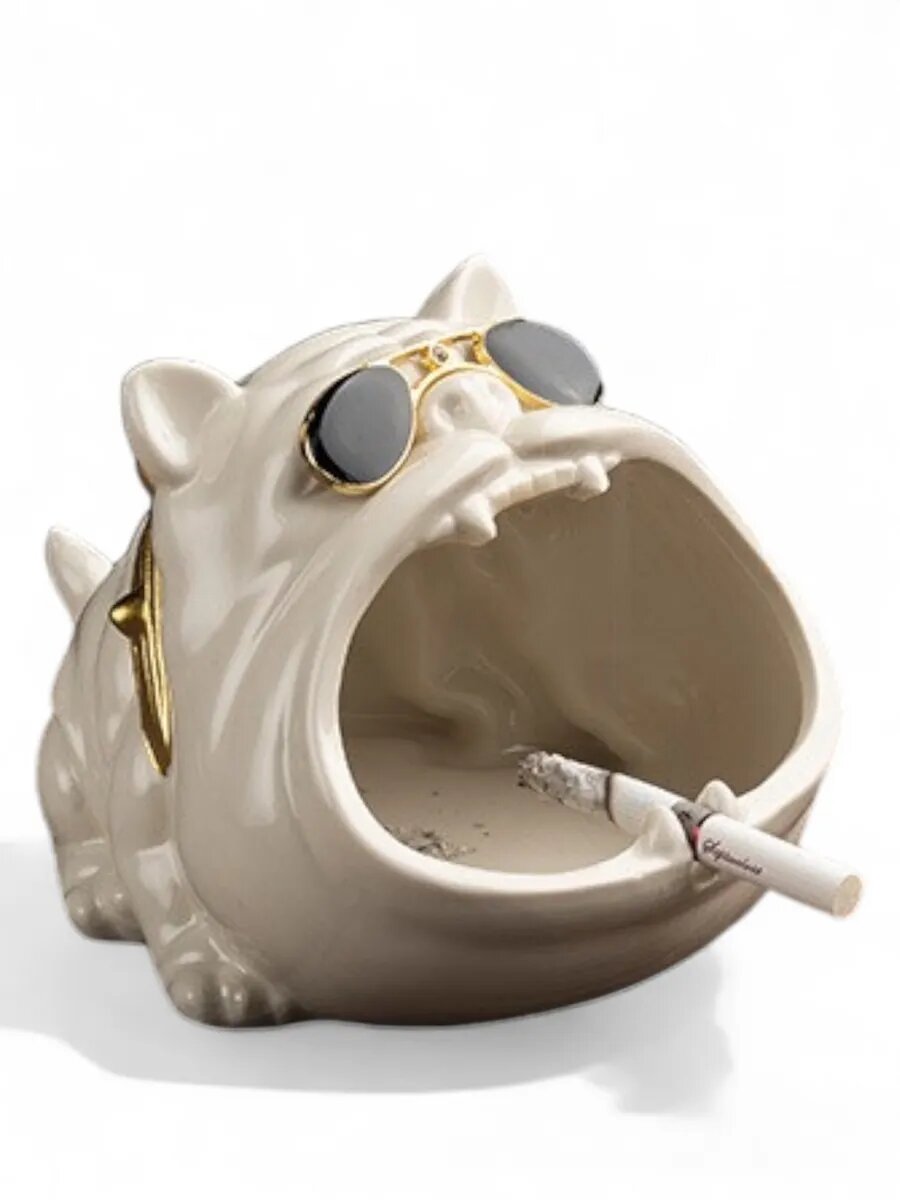 Ключница-статуэтка "Бульдог" Китобой, фарфор, бежевая, 10x12см