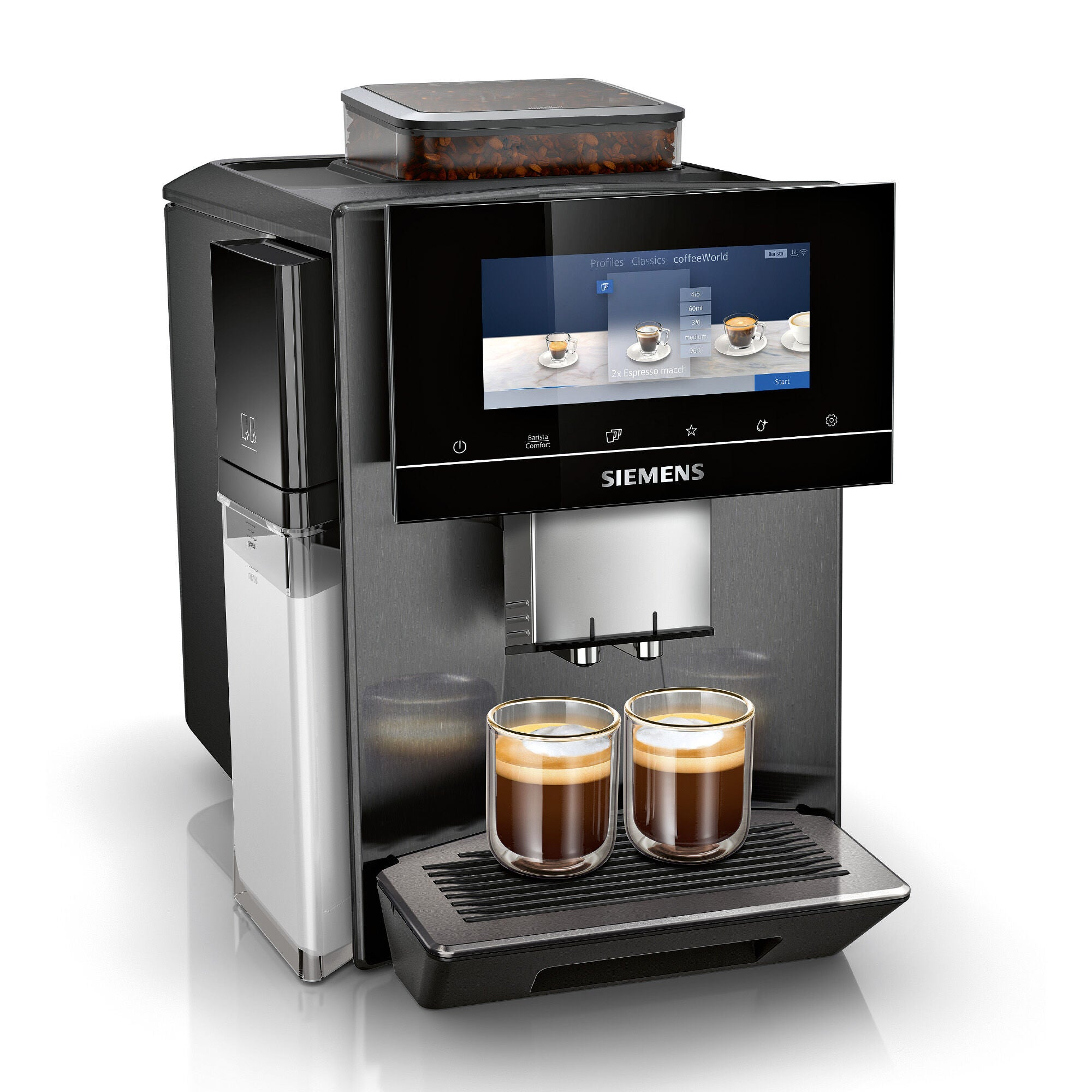 Siemens TQ905RZ5 EQ900 — автоматическая кофемашина, сенсорный дисплей, 10 профилей, 30 напитков, Wi-Fi