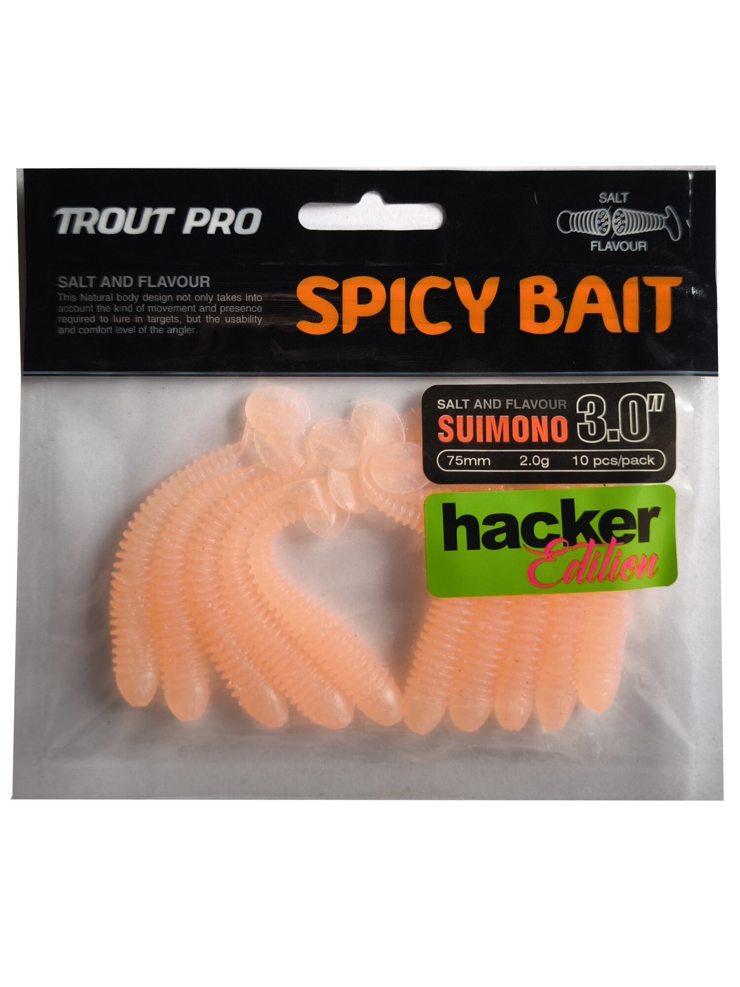 Приманка мягкая Trout Pro Suimono 75, цвет 060 съедобная, силиконовая (упак 10шт) NEW