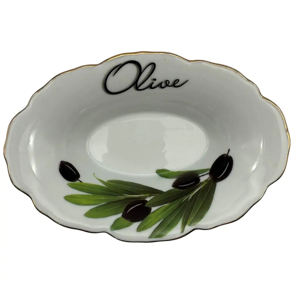 Блюдо "Olive", 17*12см, 2000-2010 гг, фарфор, позолота, Китай