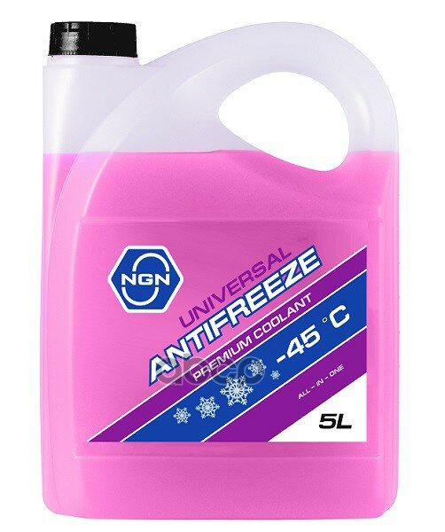 Антифриз, готовый раствор UNIVERSAL ANTIFREEZE G12++ -45 фиолетовый 5л NGN арт. V172485349