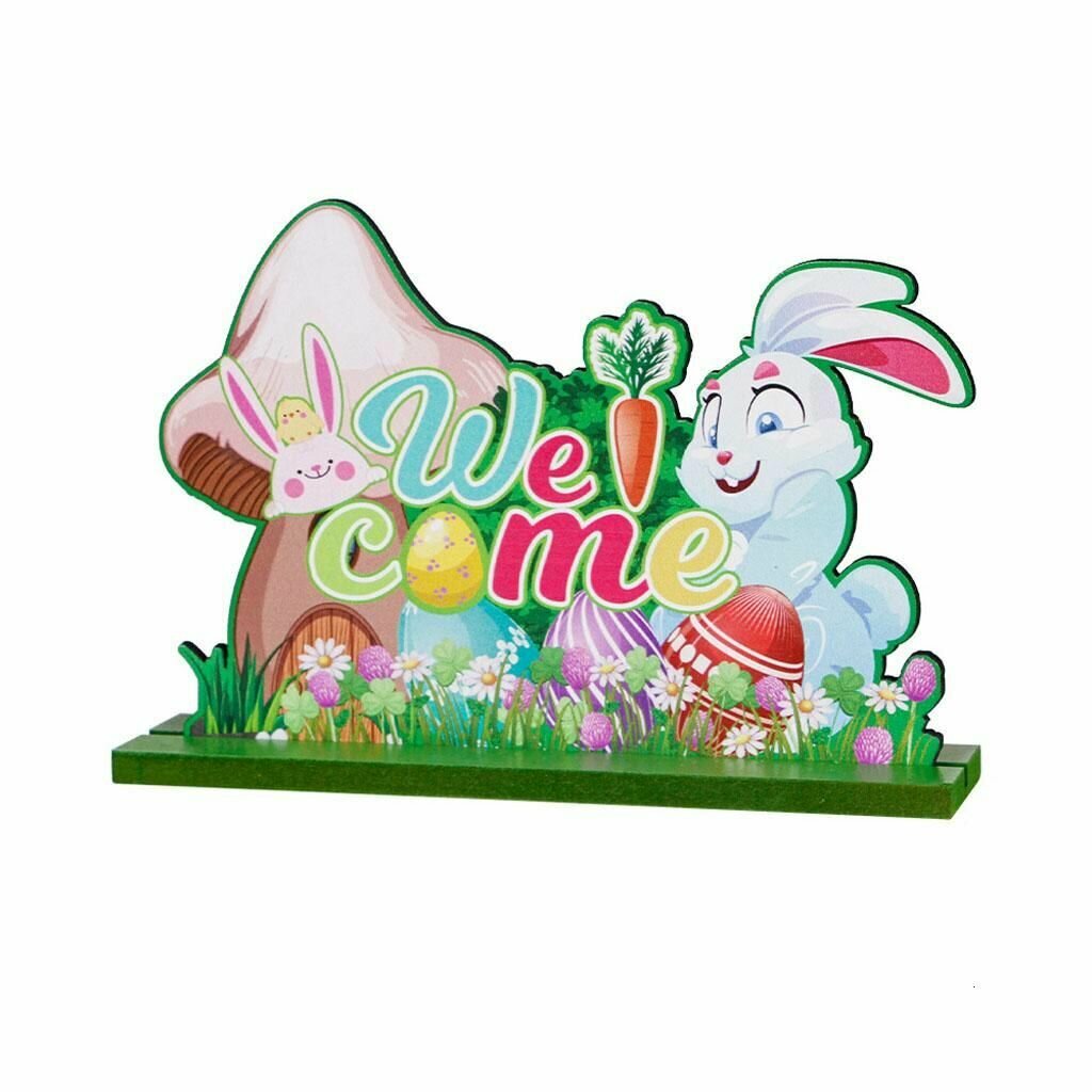 Деревянное украшение из пасхального яйца с надписью "Кролик"-Стиль 4