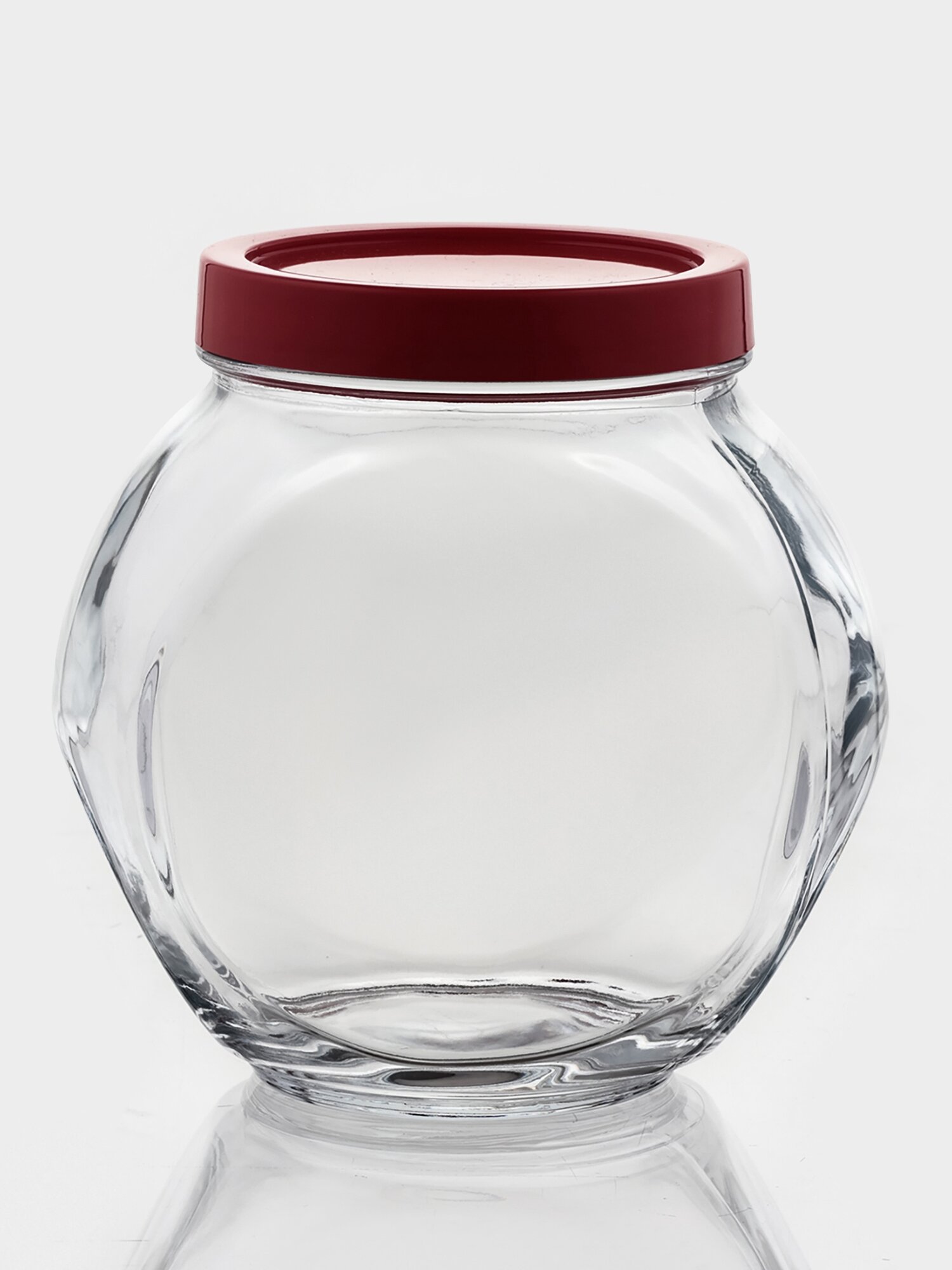 Банка для хранения сыпучих продуктов Paşabahçe Bella, 1.5 л, стекло, с красной крышкой, прозрачная