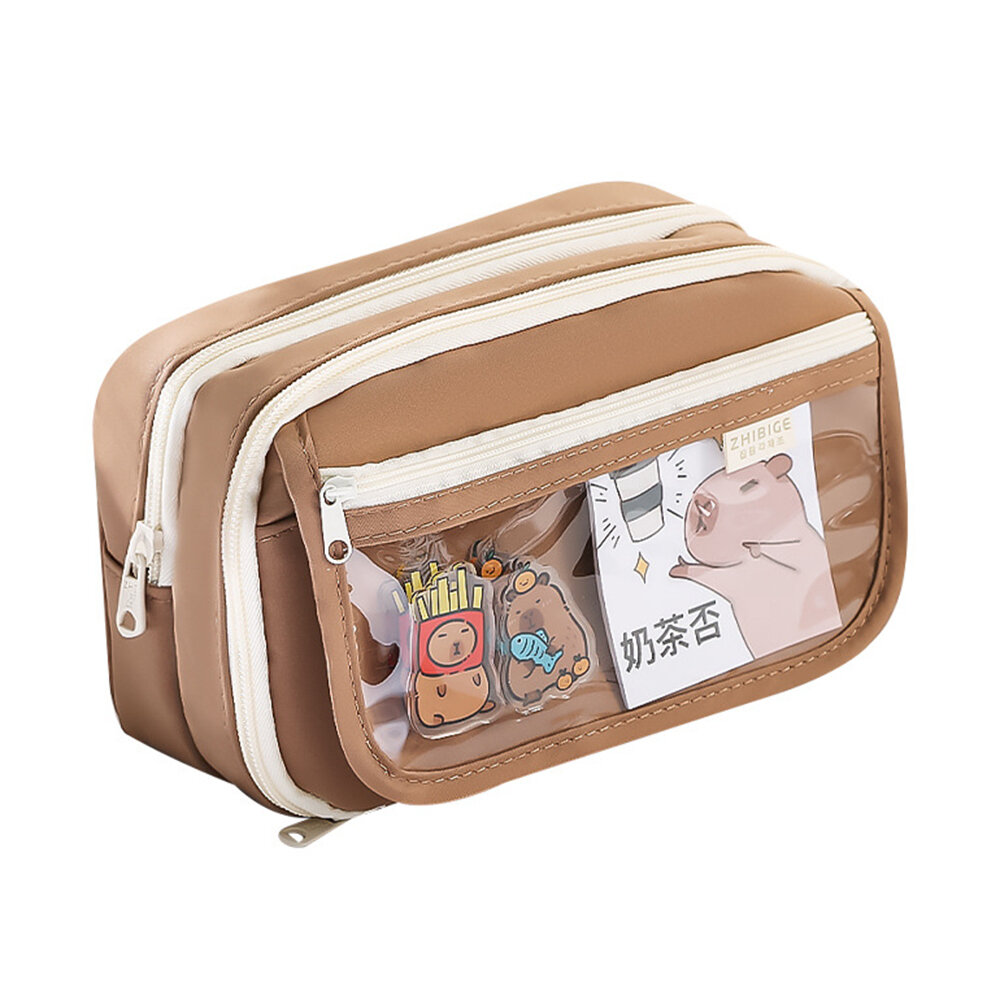 Чехол для карандашей Coffee, ткань, 21x13x7.5 мм, 9 слоев, ёмкость до 100 ручек, для линейки до 21 см, с зippers, для школьников, художников, девочек, мальчиков, женщин, детей, офис, школа, дом, хранение, 1 шт.