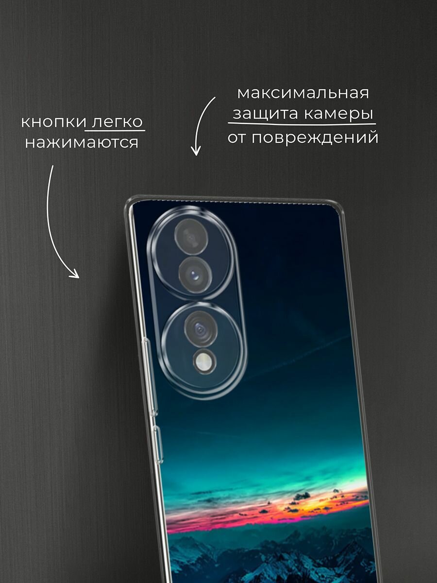Силиконовый чехол на Honor 70 / Хонор 70 с принтом "Закат в горах" — фото 1