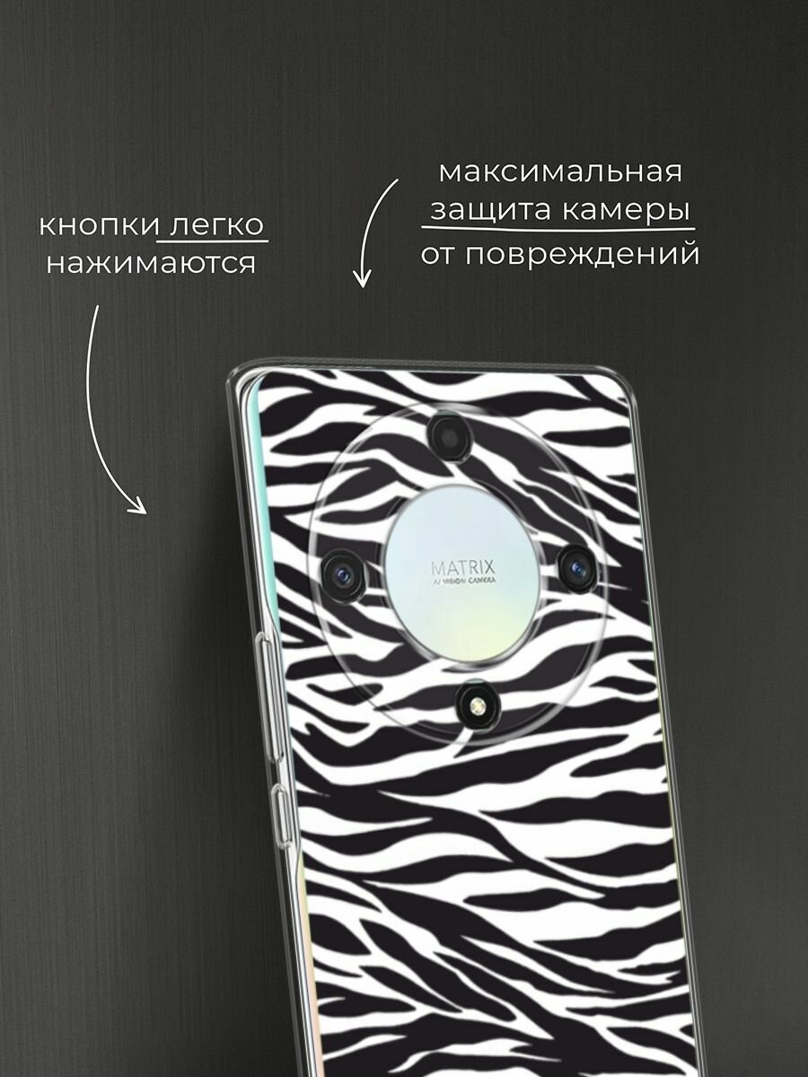 Силиконовый чехол на Honor X9A / Хонор X9A с принтом "Принт зебра" — фото 1