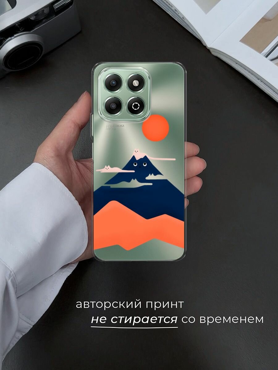 Чехол на Honor X6b / Хонор X6b с принтом "Кот-гора", прозрачный — фото 1