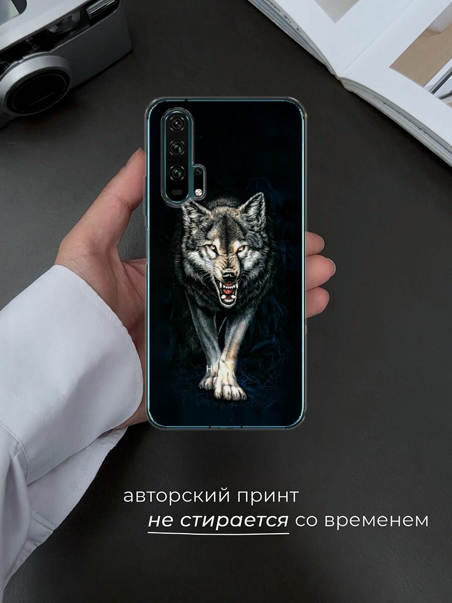 Чехол на Honor 20 Pro / Хонор 20 Про с принтом "Злобный волк из ночи" — фото 1