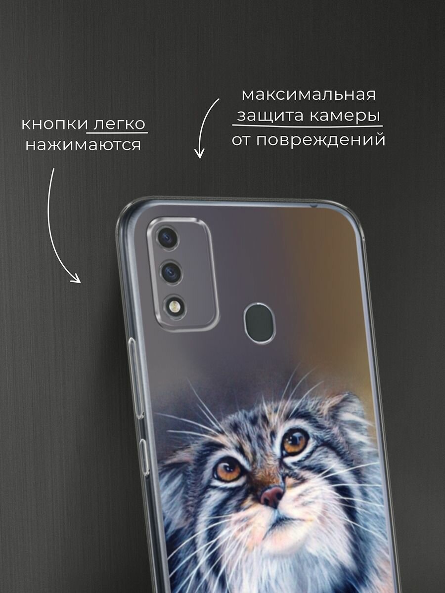 Силиконовый чехол на Itel A48 / Ител А48 с принтом "Кот манул 2" — фото 1