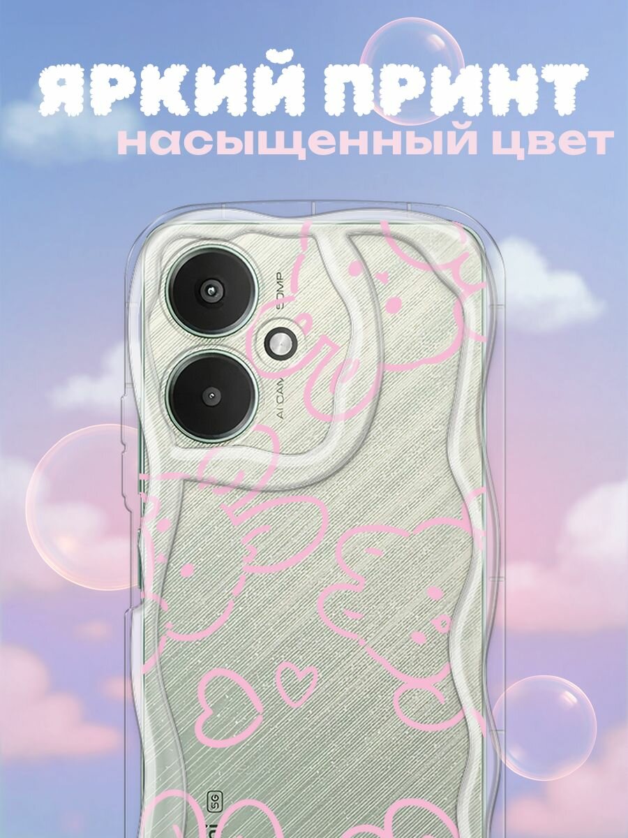 Чехол на Xiaomi Redmi 13C/Poco C65 / Редми 13C/Поко C65 с принтом "Контурные зайцы" — фото 1