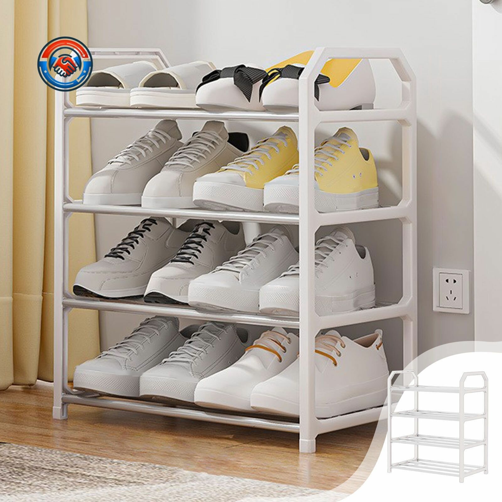 Четырехслойная напольная подставка для обуви, легкая сборка без инструментов, вентилируемые полки для прихожей, спальни, ванной, устойчива к деформации, компактный органайзер для кроссовок и туфель