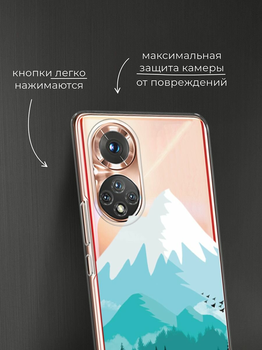 Чехол на Honor 50/Huawei Nova 9 / Хонор 50/Хуавей Нова 9 с принтом "Синяя снежная гора", прозрачный — фото 1