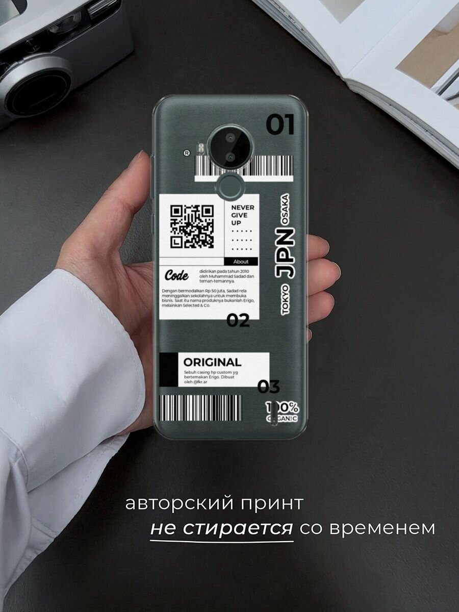 Силиконовый чехол на Nokia C30 / Нокия C30 с принтом "JPN", прозрачный — фото 1