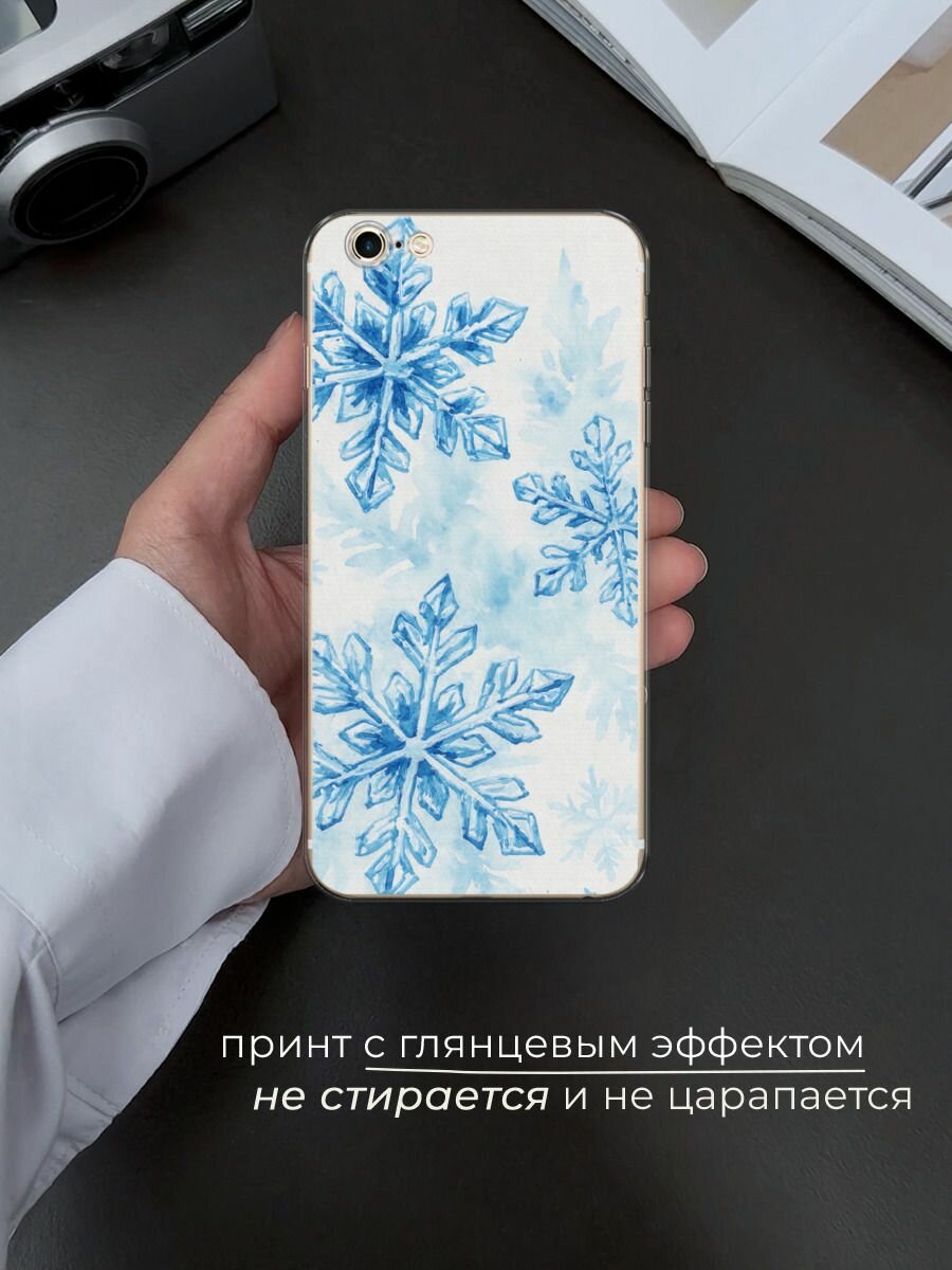 Чехол на Apple iPhone 6 Plus/6S Plus / Айфон 6 Плюс/Айфон 6С Плюс с принтом "Акварельные снежинки" — фото 1