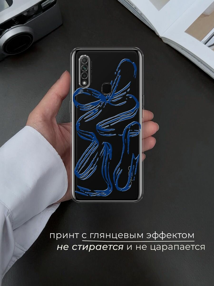 Чехол на Oppo A31 / Оппо А31 с принтом "Синие очертания банта 2" — фото 1