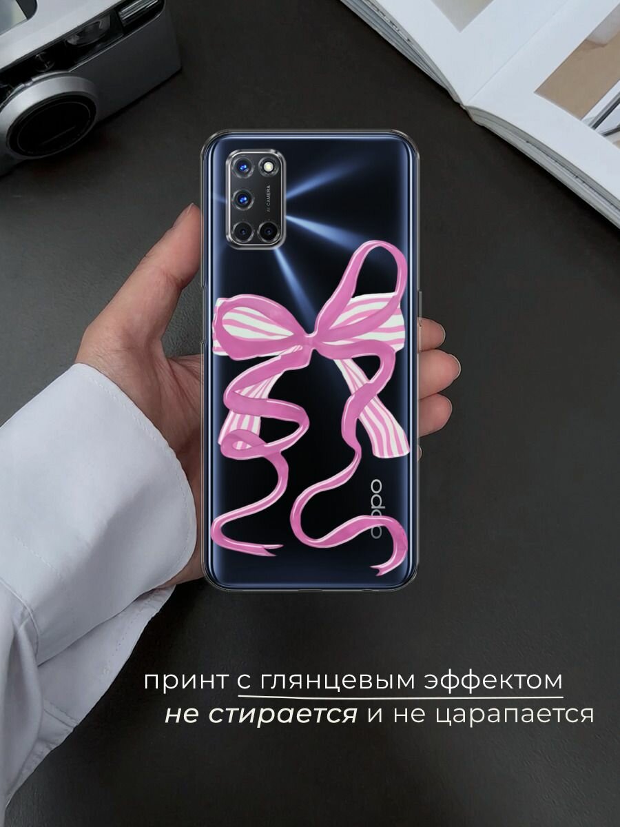 Чехол на Oppo A52/A72 / Оппо A52/A72 с принтом "Полосатый розовый бант 2" — фото 1