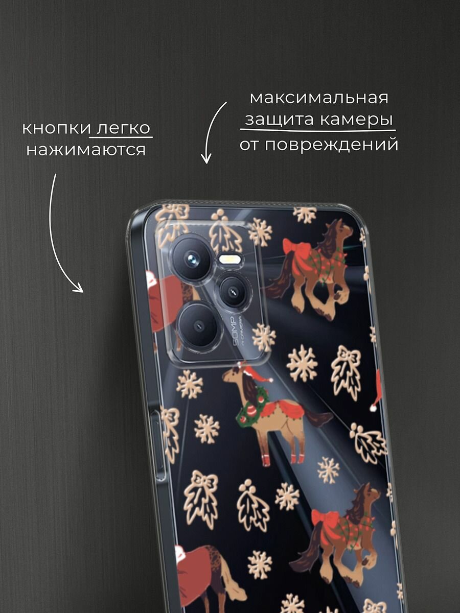 Чехол на Realme C35 / Реалми C35 с принтом "Новогодние лошадки 2" — фото 1
