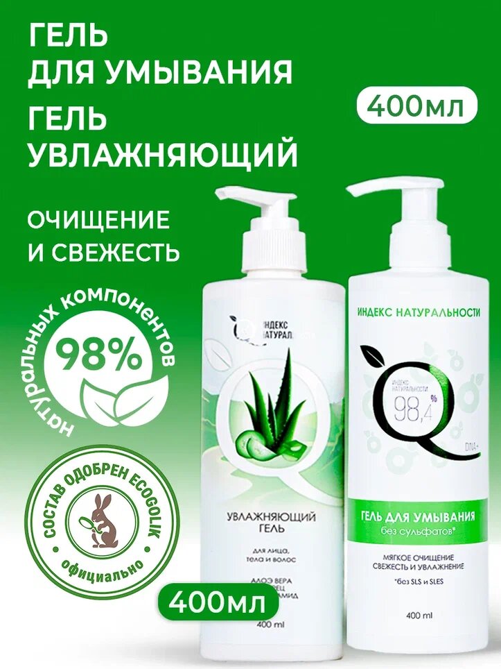 Гель для умывания и гель для увлажнения индекс натуральности