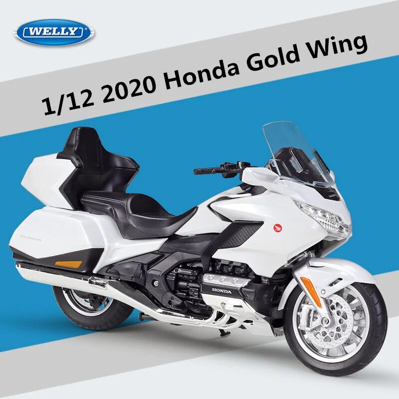 Модель мотоцикла Welly HONDA Gold Wing 1:12 металлическая White foam box