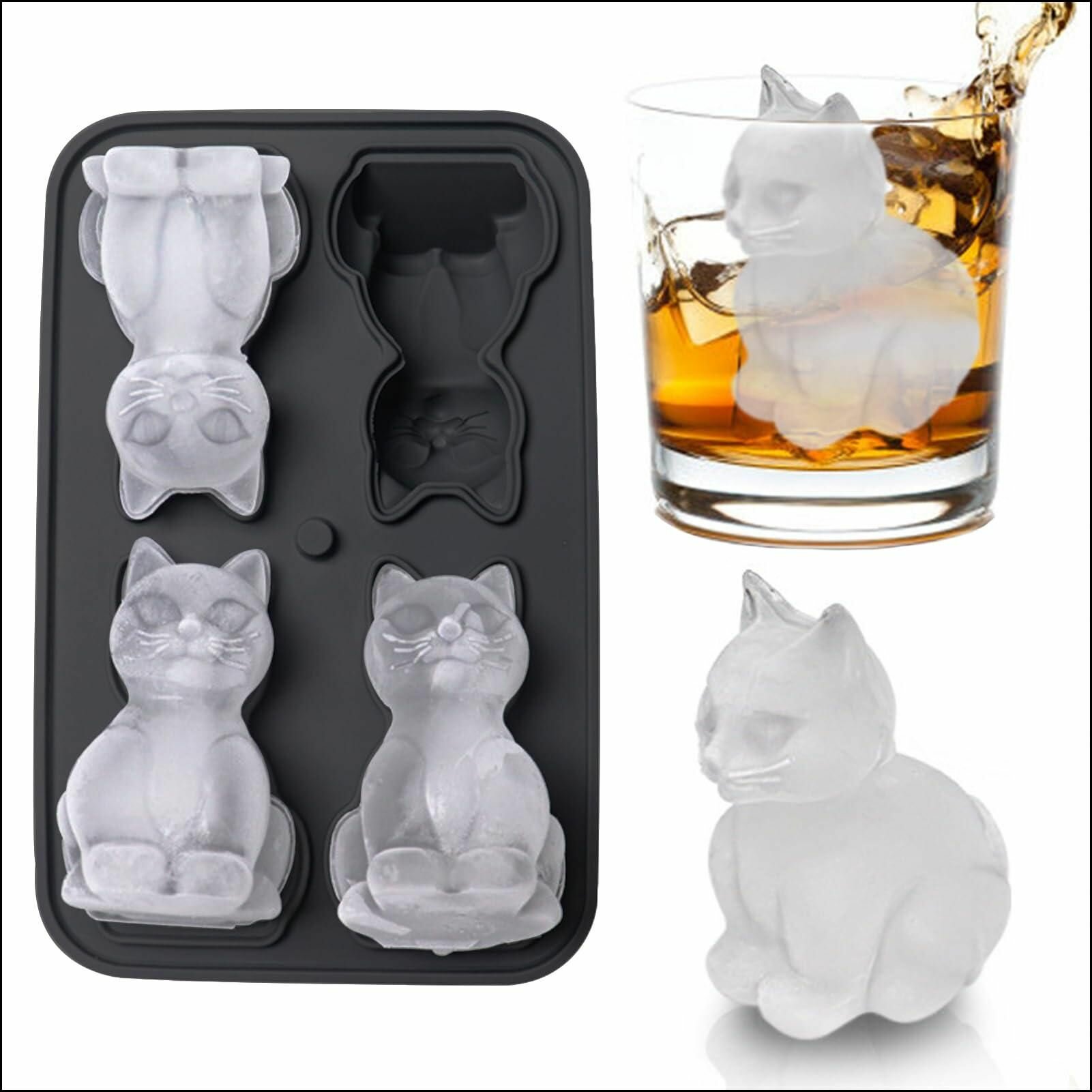 Силиконовая форма для льда 3D cat, форма для льда с крышкой, 1 шт.