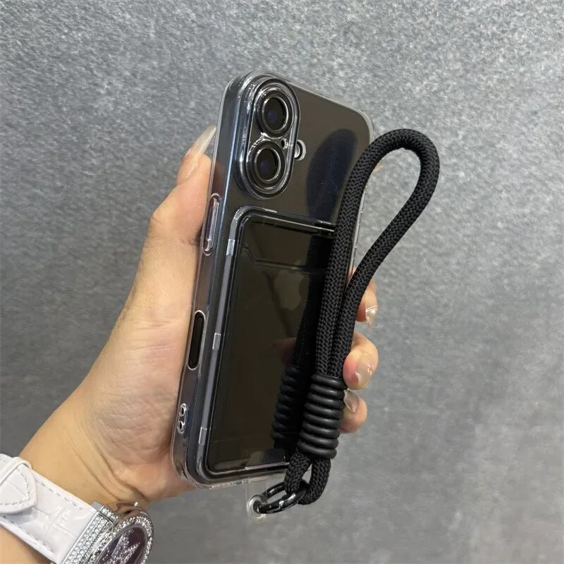 17 Прозрачный чехол для карточек Air Candy Color для iPhone 11 12 13 14 15 16 17 Pro Black GS, 13