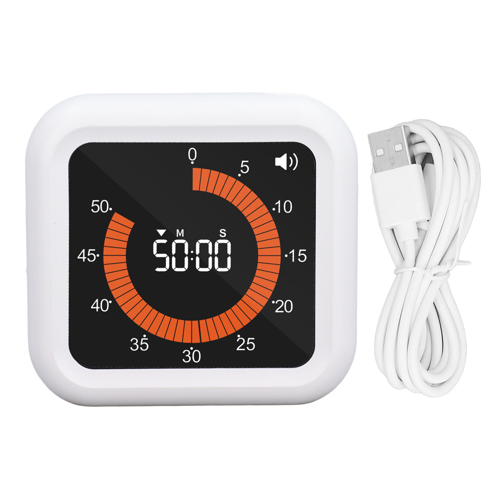 Визуальный таймер тихий перезаряжаемый магнитный обратный отсчет для цифрового таймера с подставкой для изучения кулинария белый