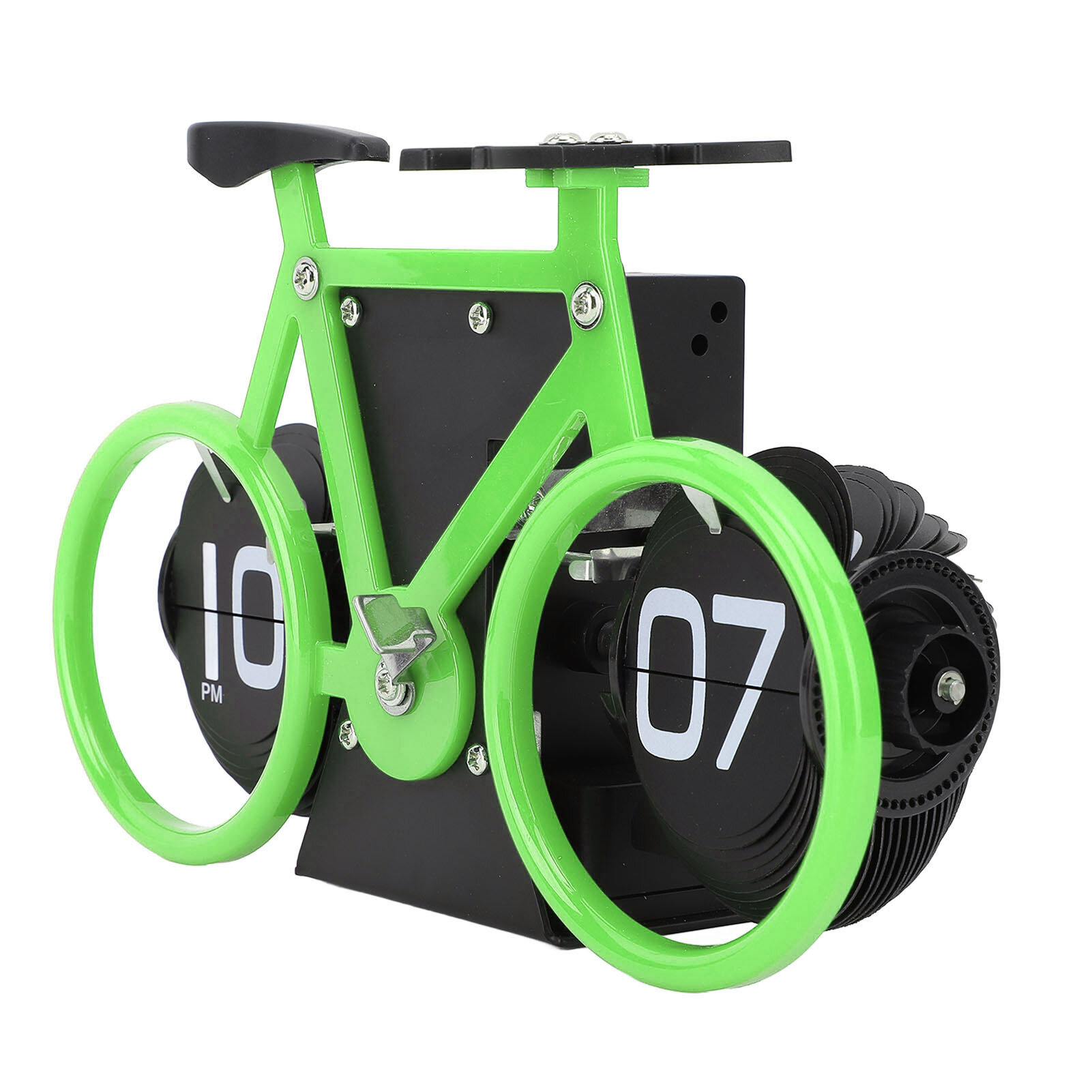 Винтажные часы-будильник в форме велосипеда настольные механические с батарейным питанием и ременным приводом зеленого цвета